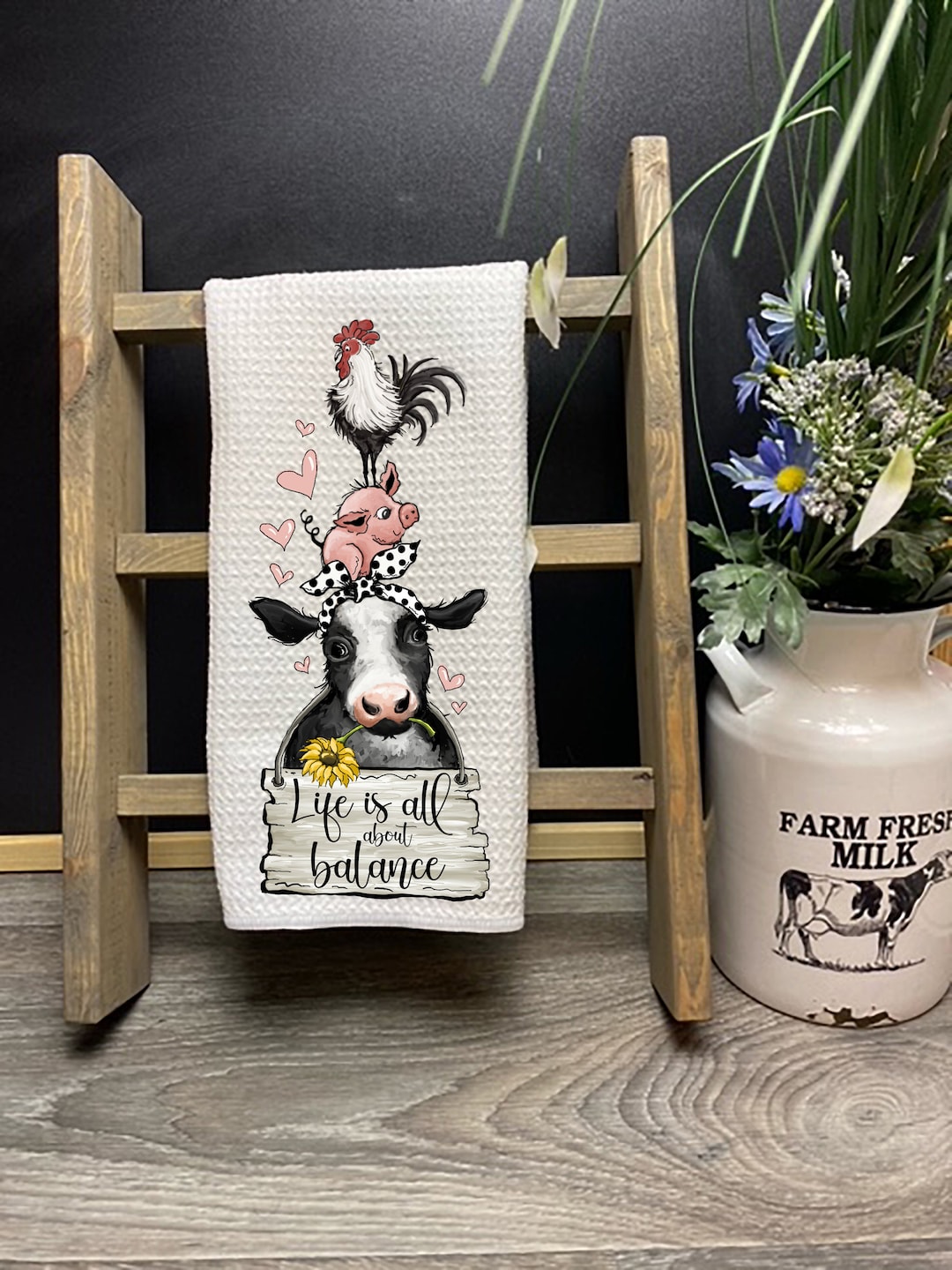 Farm Life Dish Towel, Farmhouse Towel, Farm Animal, Farmhouse Decor ...