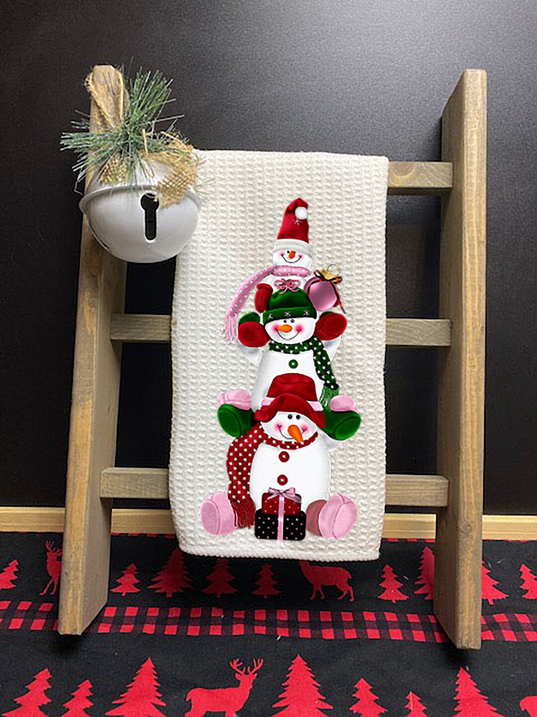Christmas Snowmen Towels-snowman Dish Towel - Buffalo Plaid- Christmas ...