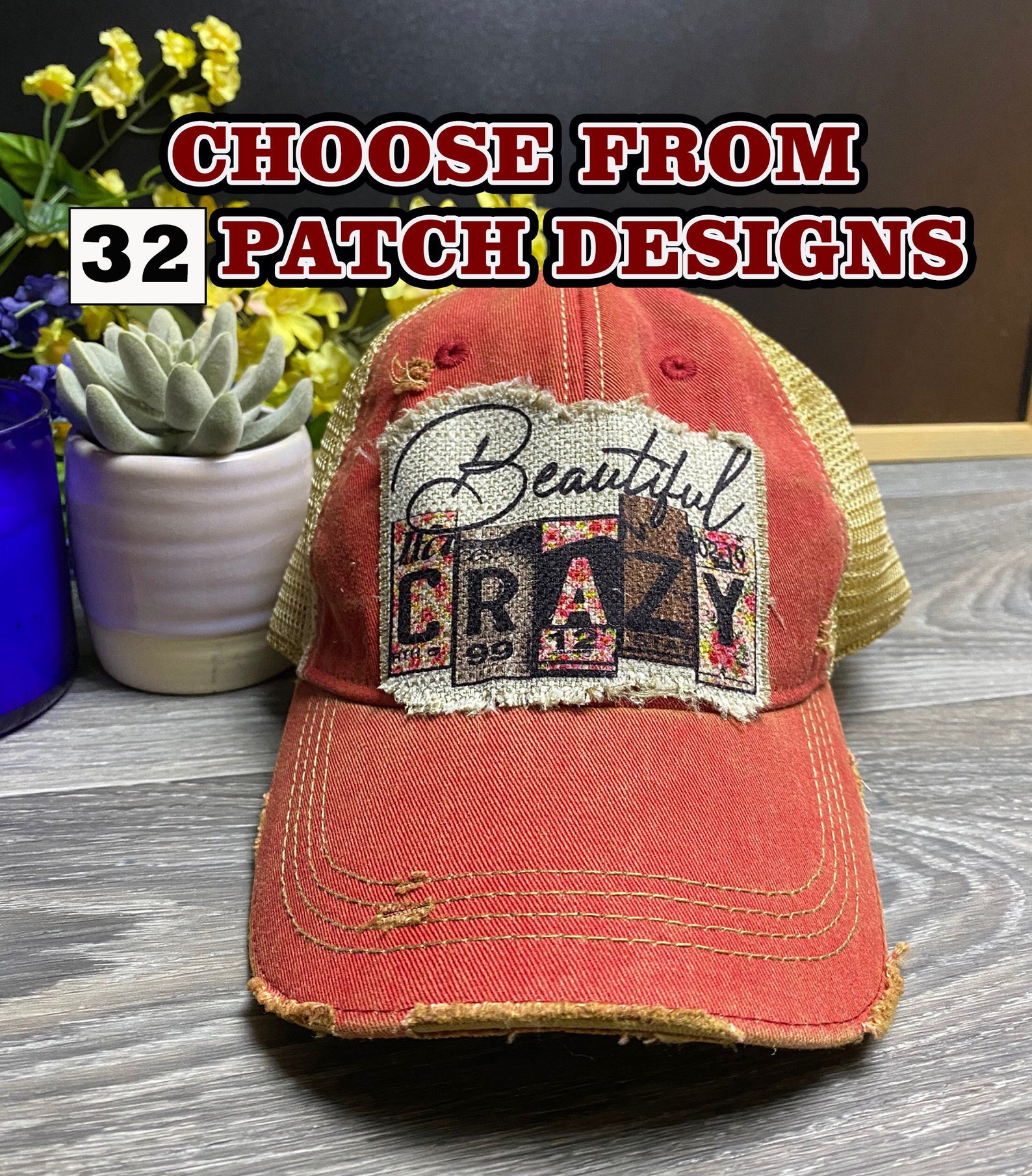 Custom Logo Patch Hat, Distressed Trucker Cap, Headmost Brand - Etsy