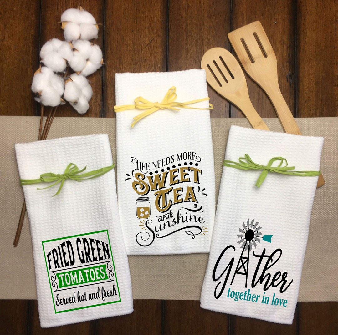 Summer Country Kitchen Towels- Sweet Tea Towel-fried Green Tomato Towel ...