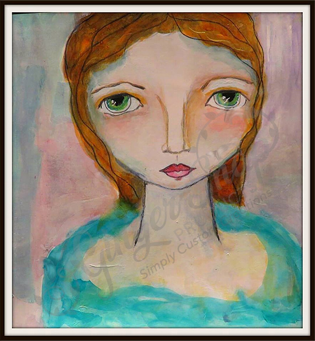 Rainbow Moon-ginger Girl-original Art Digital Files - Colorful Digital ...