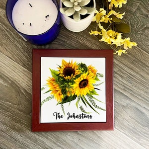 Sunflower Trivet-sunflower Hot Plate - Custom Photo Ceramic Tile ...