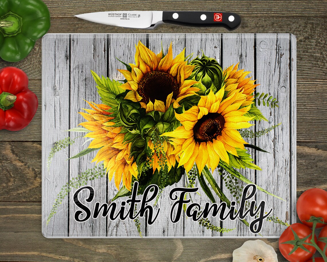 CUSTOMIZED GLASS Cutting Board-sunflower Cutting Board | Etsy