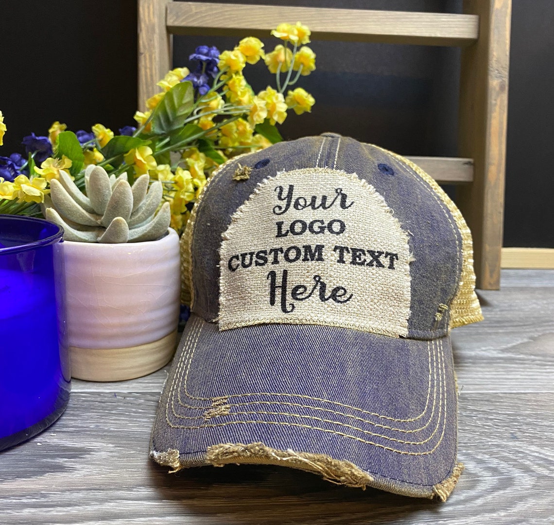 Custom Logo Patch Hat, Distressed Trucker Cap, Headmost Brand - Etsy