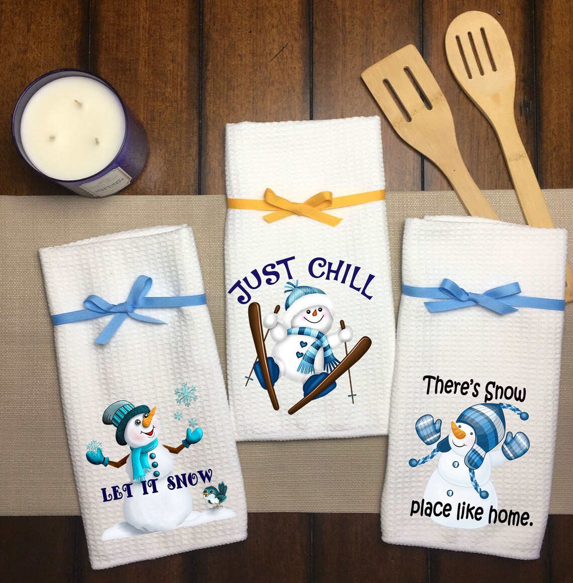Winter Kitchen Towels-snowman Dish Towel Holiday Dish Towel - Etsy