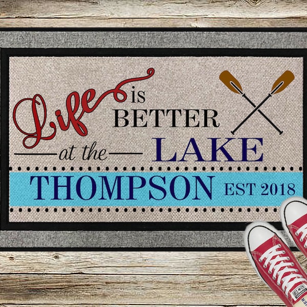 Welcome to the Lake Door Mat - Etsy