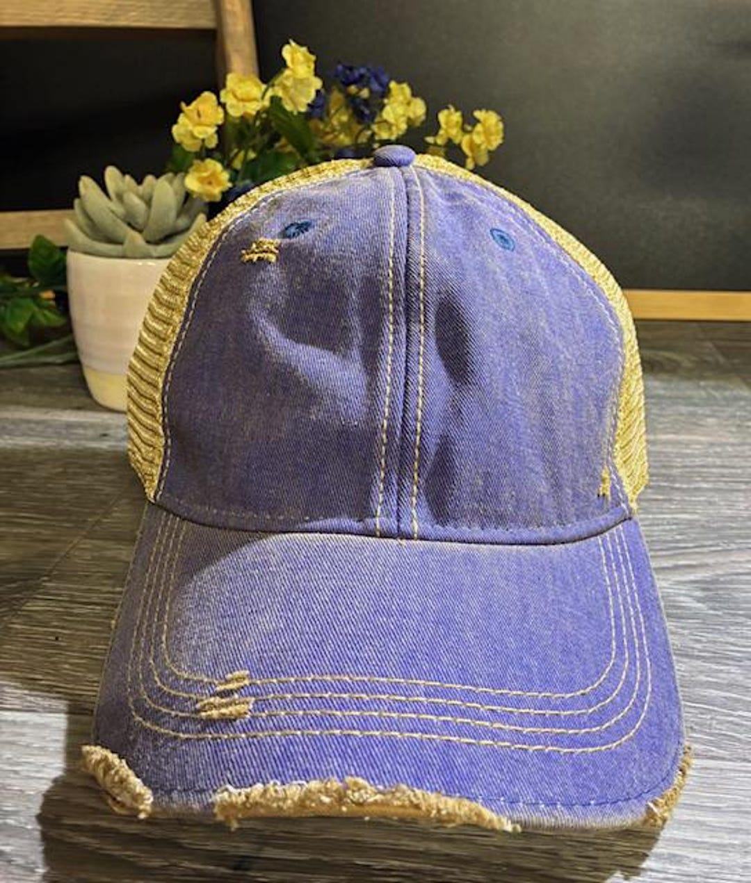 Blank Distressed Cap, Distressed Hat, Unisex Trucker Cap, Weathered Cap ...