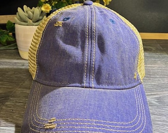 Custom Hat, Distressed Hat, Unisex Trucker Cap, Vintage Cap, Weathered ...