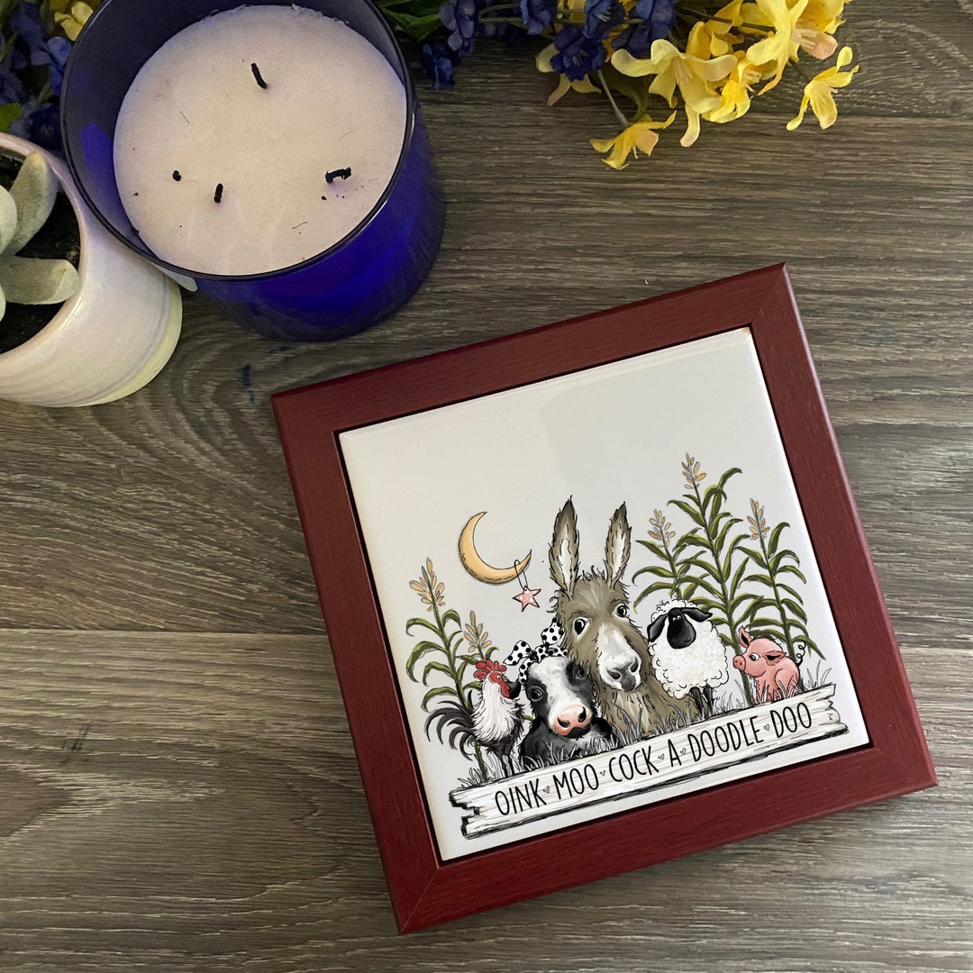 Farmhouse Trivet-farm Animals- Hot Plate - Custom Photo Ceramic Tile ...