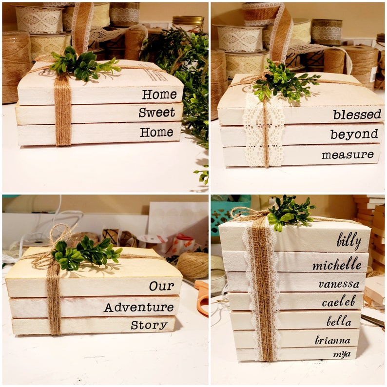 Personalized Stamped Books Farmhouse Books Custom Stacked - Etsy