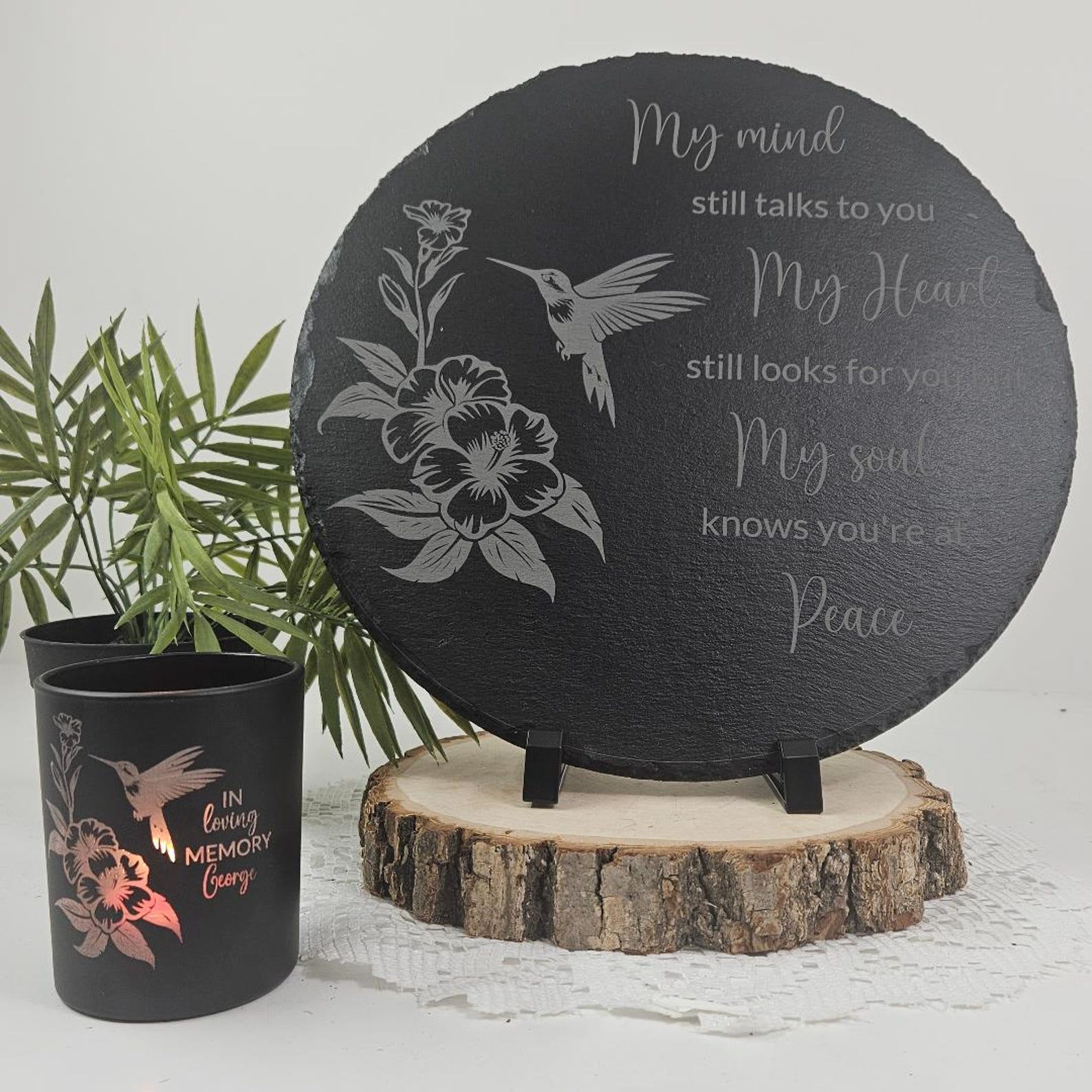 Sympathy Gift Set | Engraved Memorial Slate Tile | Personalized ...
