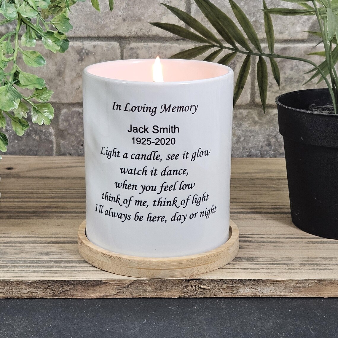 Personalized Memorial Candle: Sympathy Gift, Bereavement Candle/planter ...