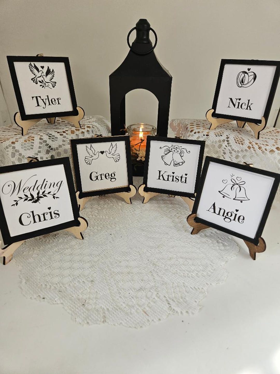 Wedding Table Setting Name Signs |personalized Framed Mini Wood Sign ...