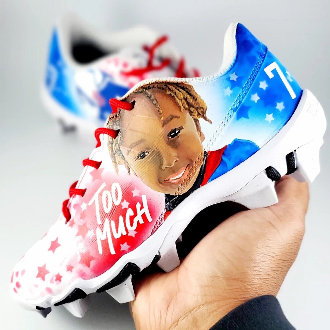 Custom Hand Painted Portrait Themed Cleats - Etsy