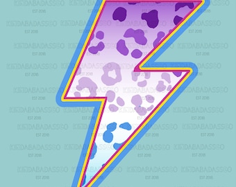 NEON Leopard Lightning Bolt Design PNG SUBLIMATION Printable Artwork ...