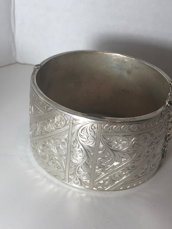 Antique silver bangle bracelet - Gem