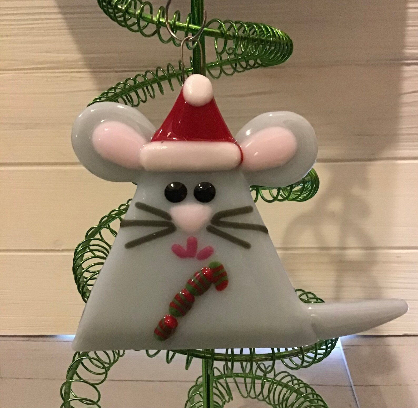 Christmas Ornament, Mouse, Night Before Christmas Fused Glass,grey ...