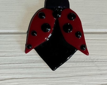 Fused Glass Ladybug Plant Stake, Flower Stake, Ladybug in Flight ...