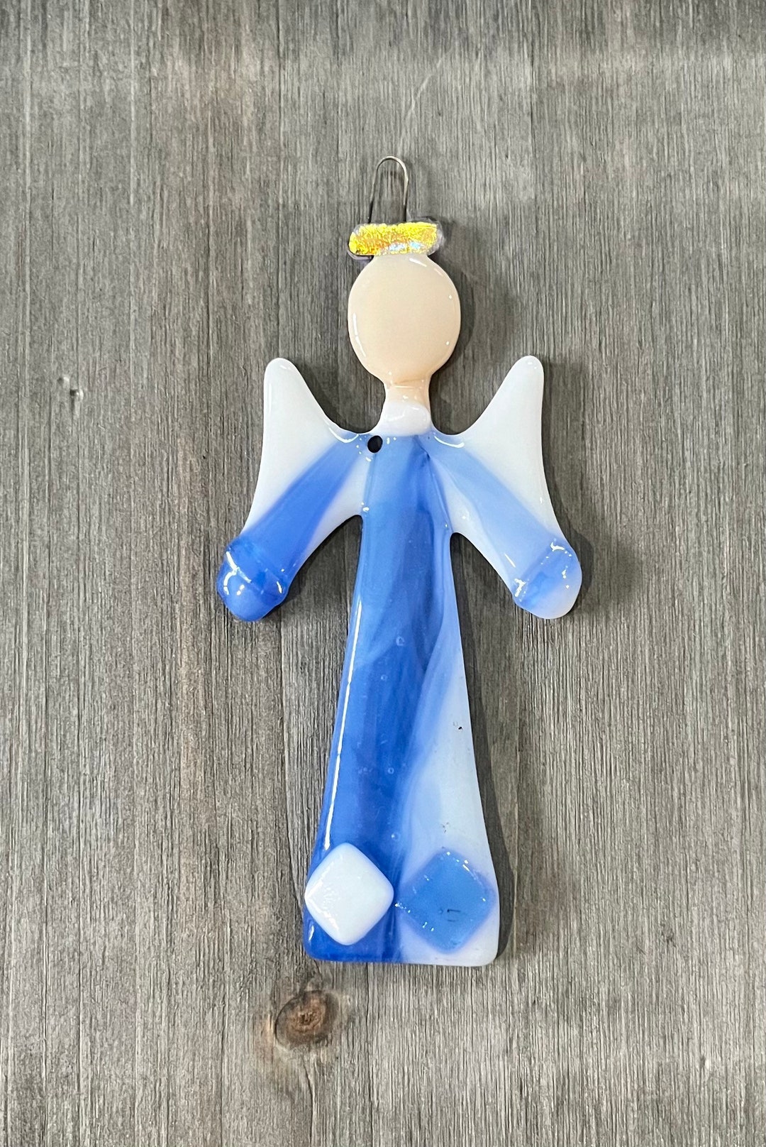 Ornament, Angel, Fused Glass, Blue, Fun, Gift, Decoration, Iridescent ...