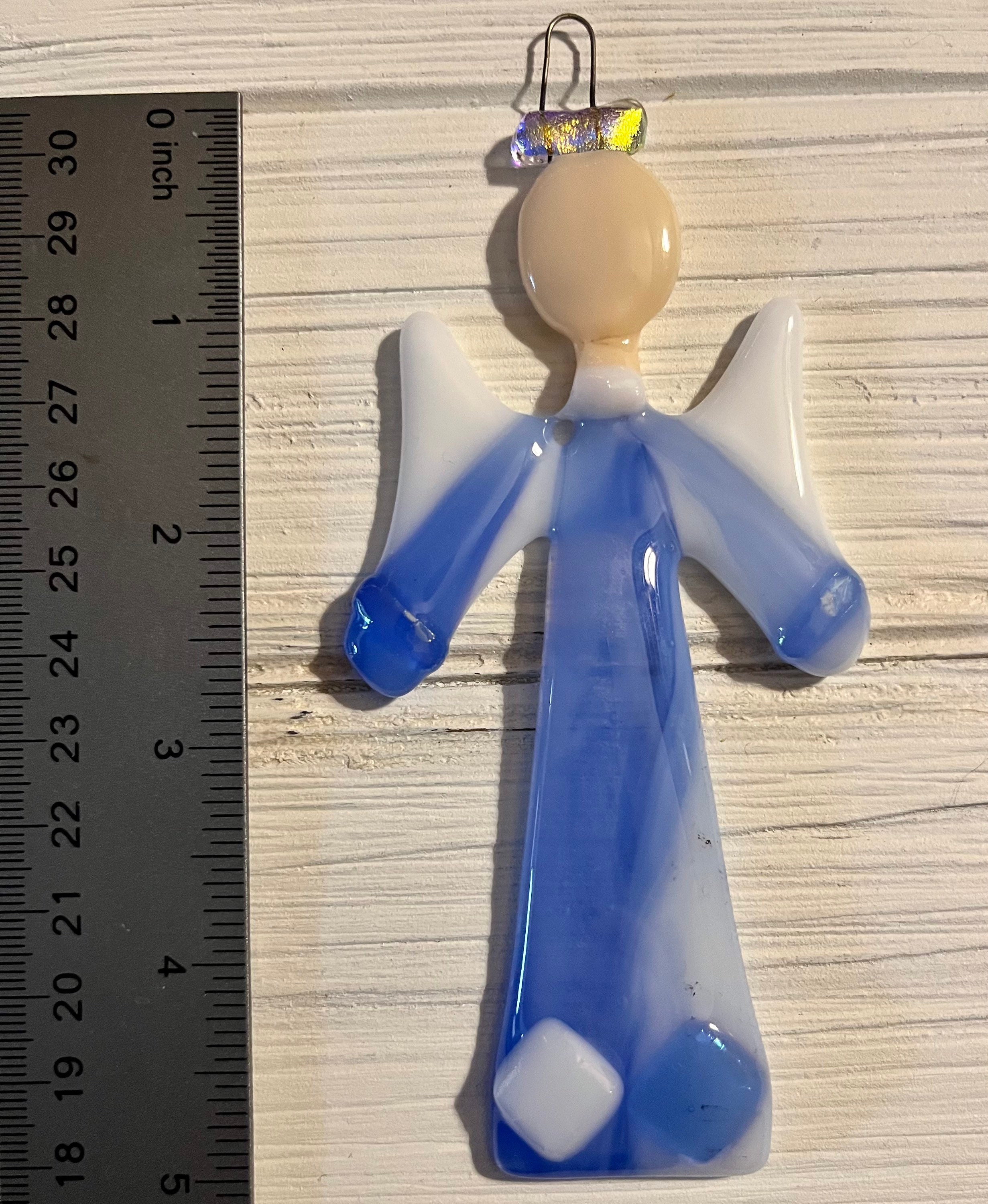 Ornament, Angel, Fused Glass, Blue, Fun, Gift, Decoration, Iridescent ...