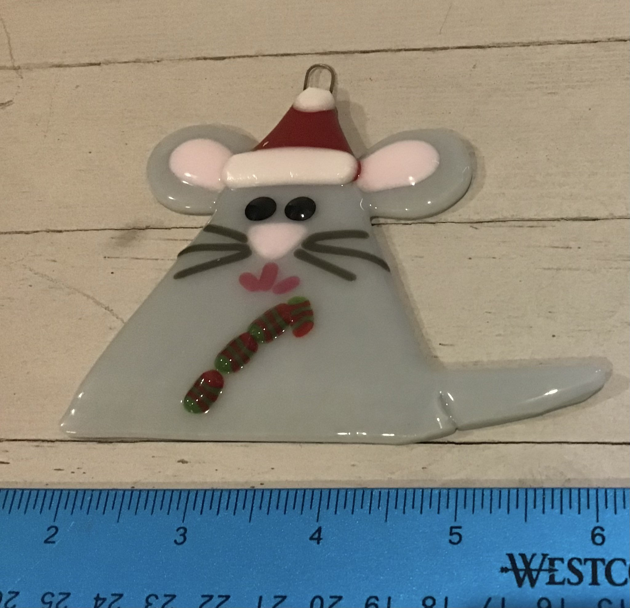 Christmas Ornament, Mouse, Night Before Christmas Fused Glass,grey ...