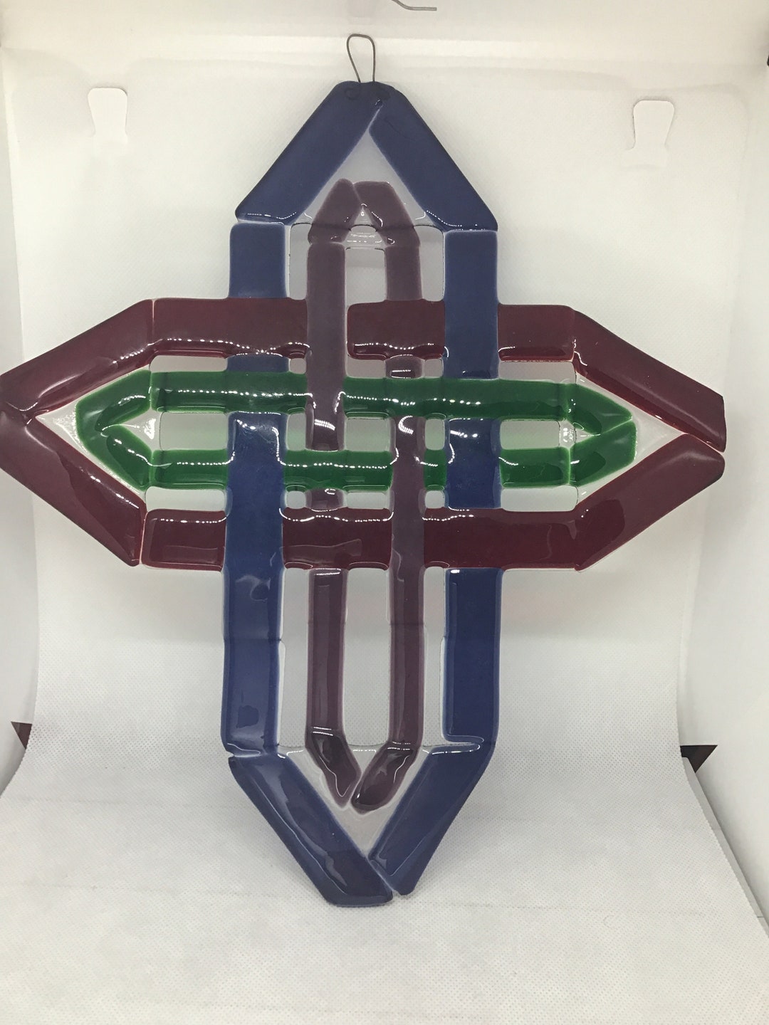 Glass Cross, Celtic Weave, Infinity, Hand-made, Cheerful, Wall Hanging ...