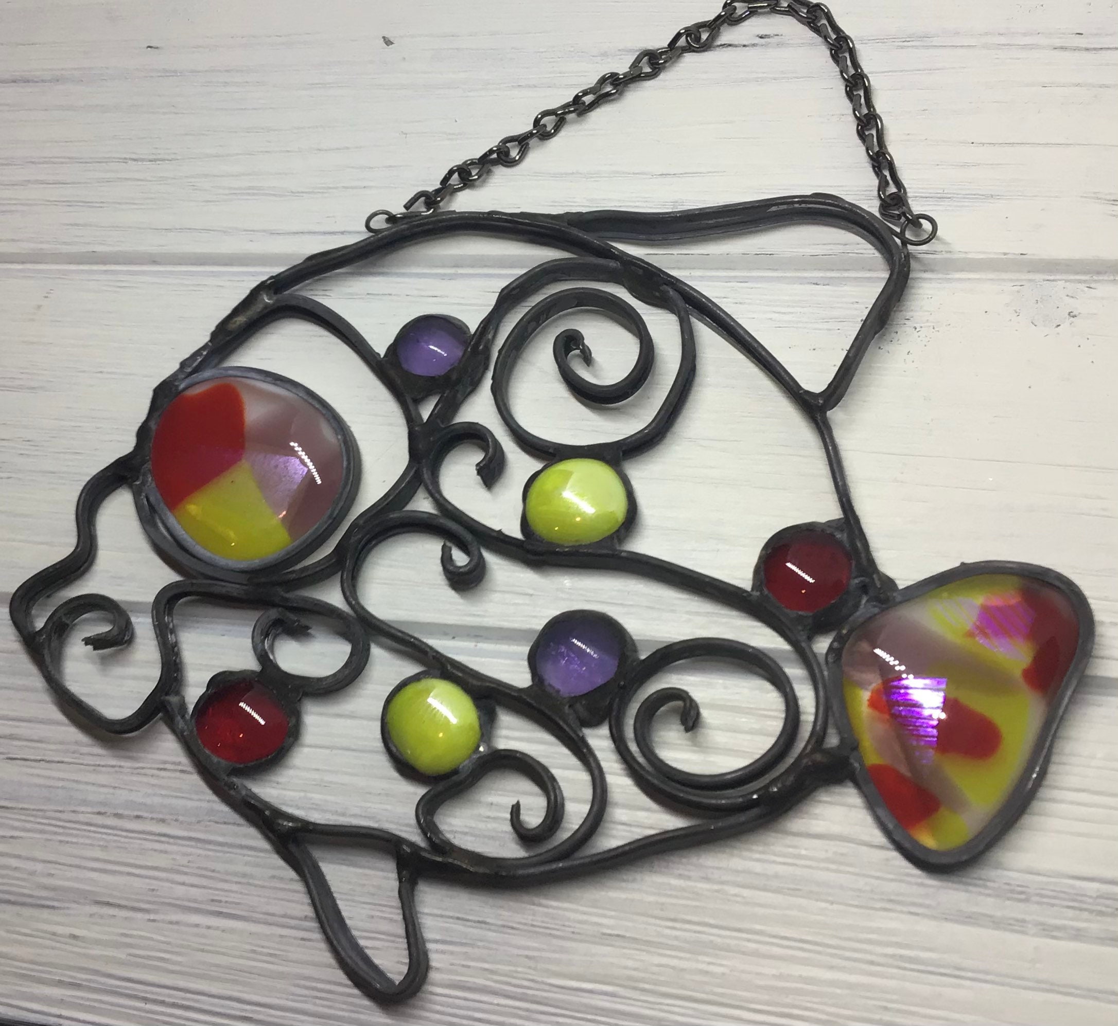 Filigree Stained Glass Tropical Fish with Fused Glass Embellishments ...