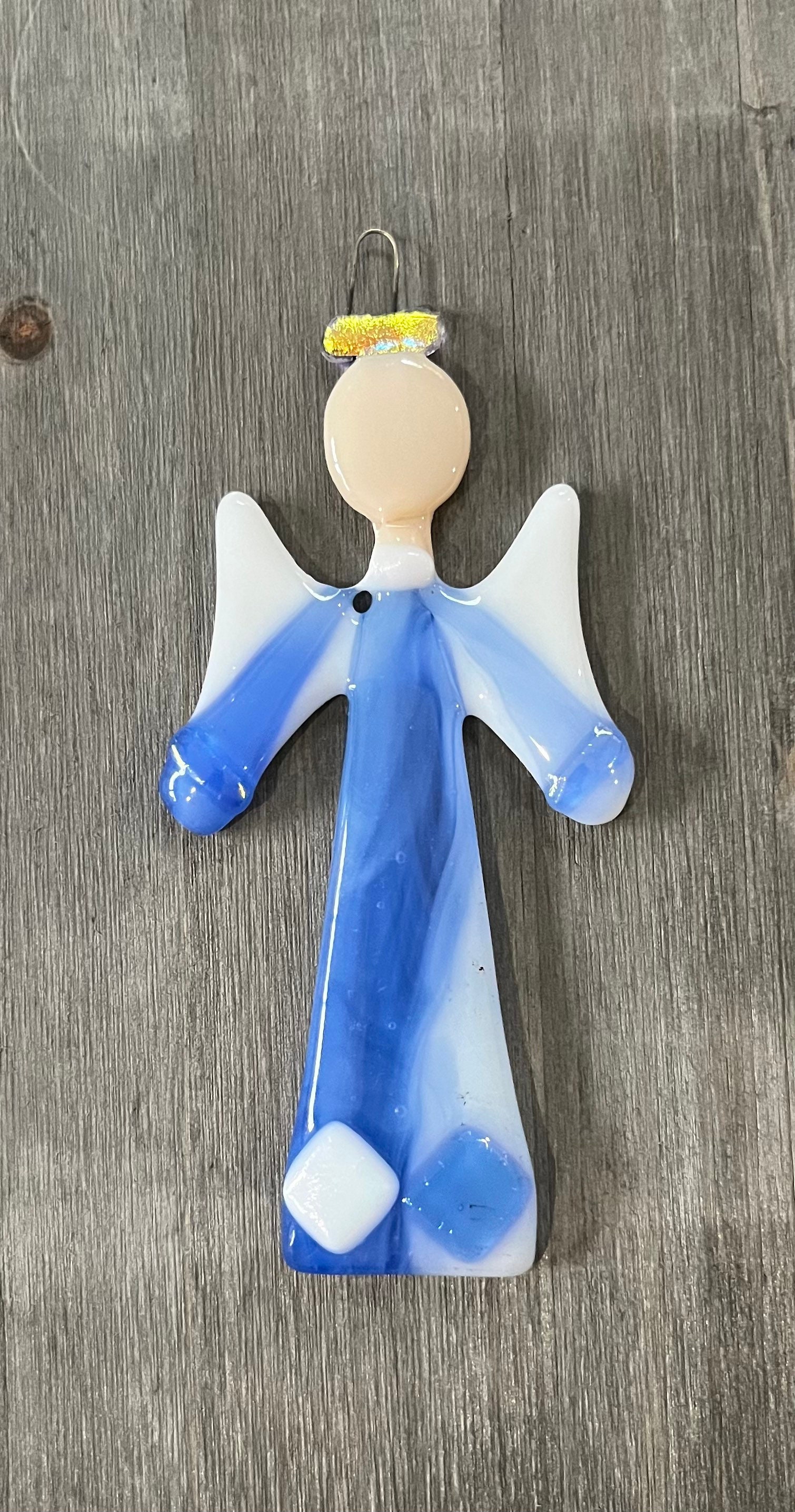 Ornament, Angel, Fused Glass, Blue, Fun, Gift, Decoration, Iridescent ...