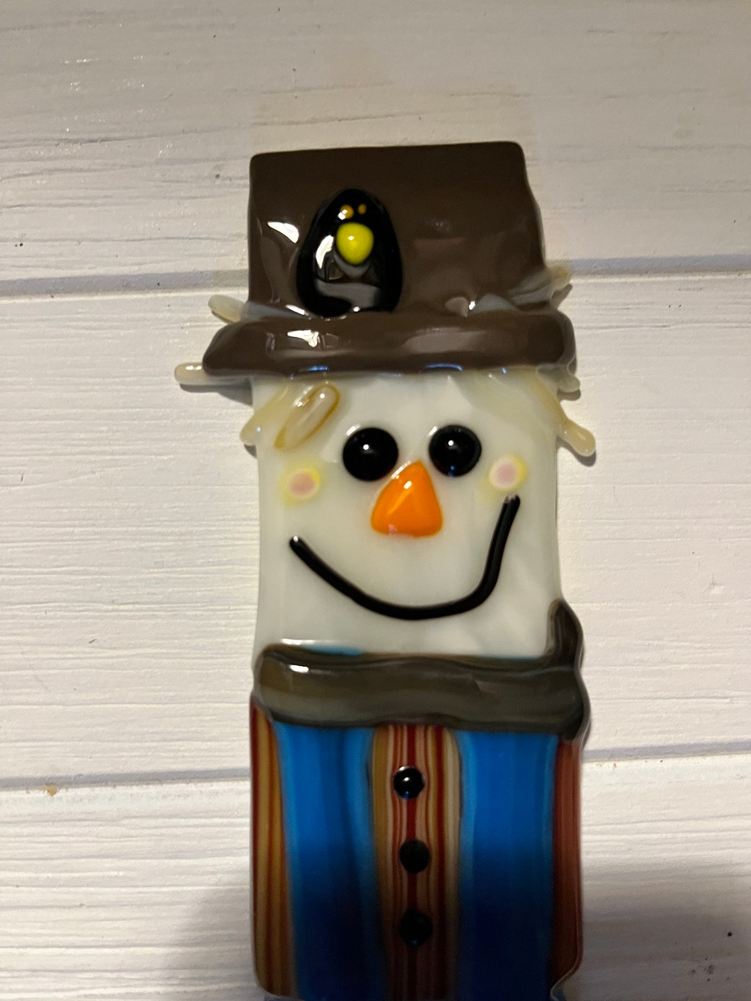 Halloween, Fall, Harvest, Scarecrow, Fused Glass , Garden Art, Plant ...