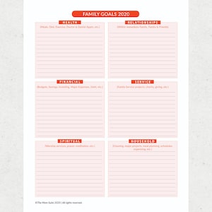 Family Goals 2020, Family Goal Template, Family Goal Setting Worksheet ...