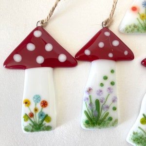 Fused Glass Toadstool Suncatcher Mushroom Flower Garden - Etsy