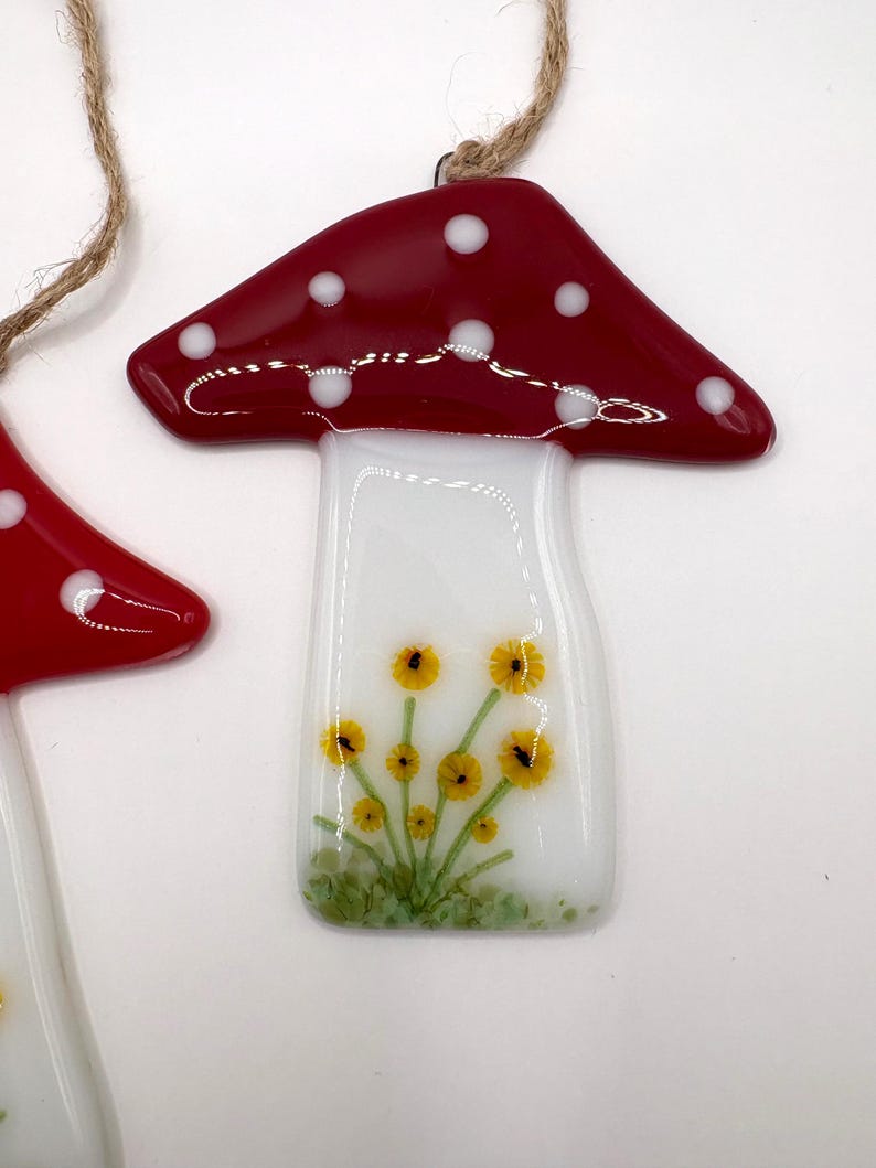 Fused Glass Toadstool Suncatcher: Handmade Floral Garden Decoration - Etsy
