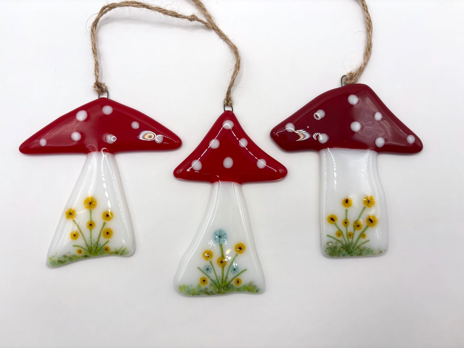 Fused Glass Toadstool Suncatcher: Handmade Floral Garden Decoration - Etsy
