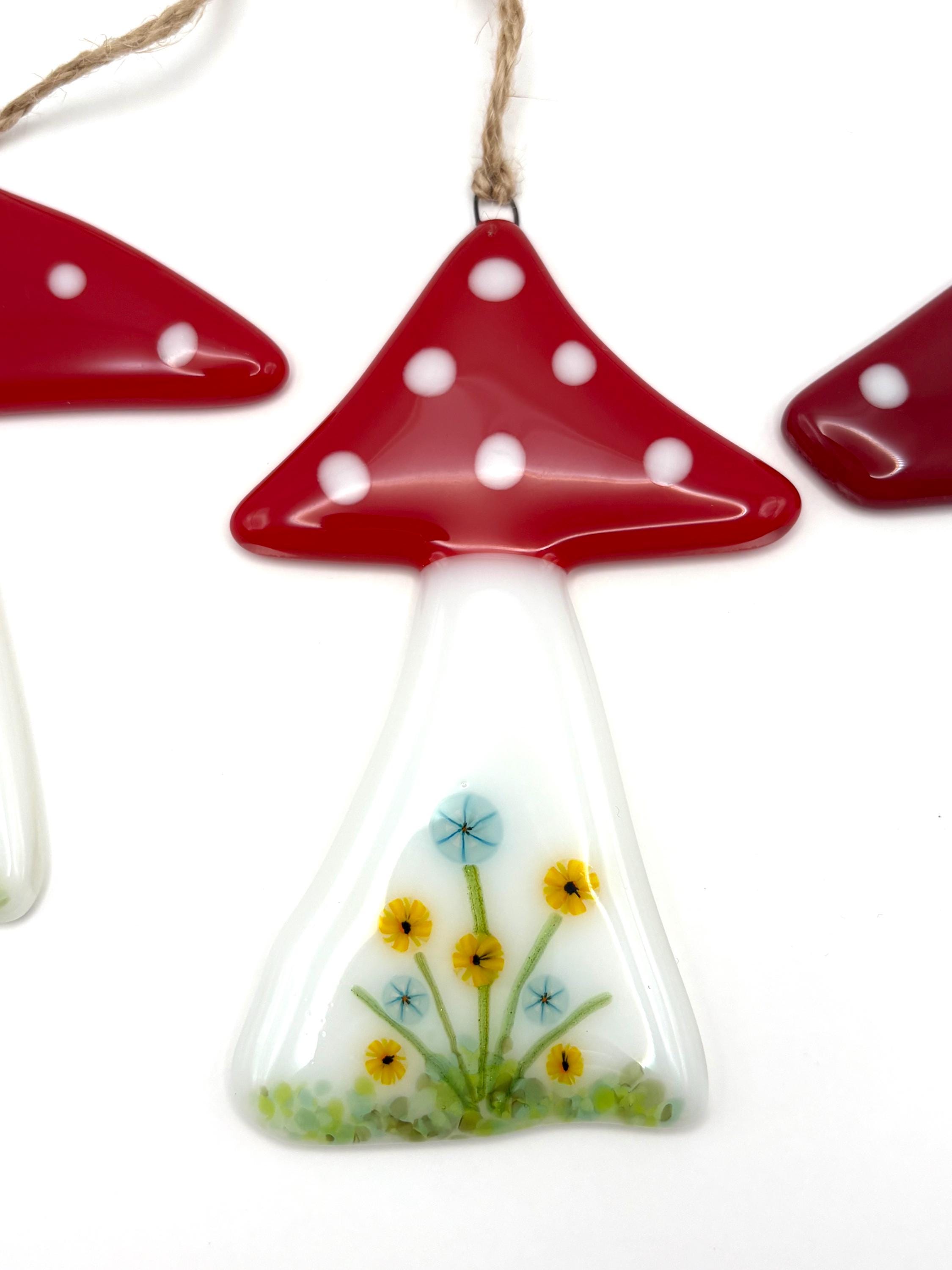 Fused Glass Toadstool Suncatcher: Handmade Floral Garden Decoration - Etsy