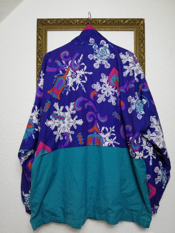XL Vintage Track Jacket with Crazy Pattern, Retro Lig… - Gem