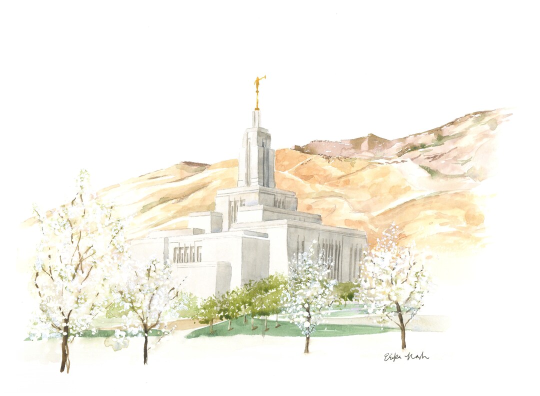 Draper Temple Watercolor Print - Etsy