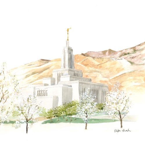 Draper Temple Watercolor Print Draper Temple Draper - Etsy