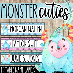 Monster Cuties Editable Name Labels - Etsy