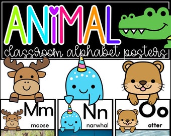 Animal Alphabet Posters - Etsy