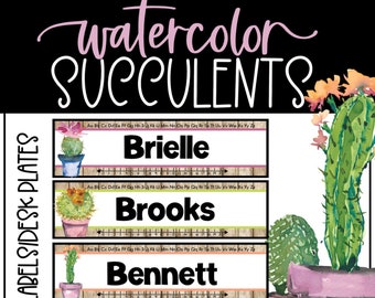 Watercolor Succulents Classroom Decor | Schedule Cards That Are ...