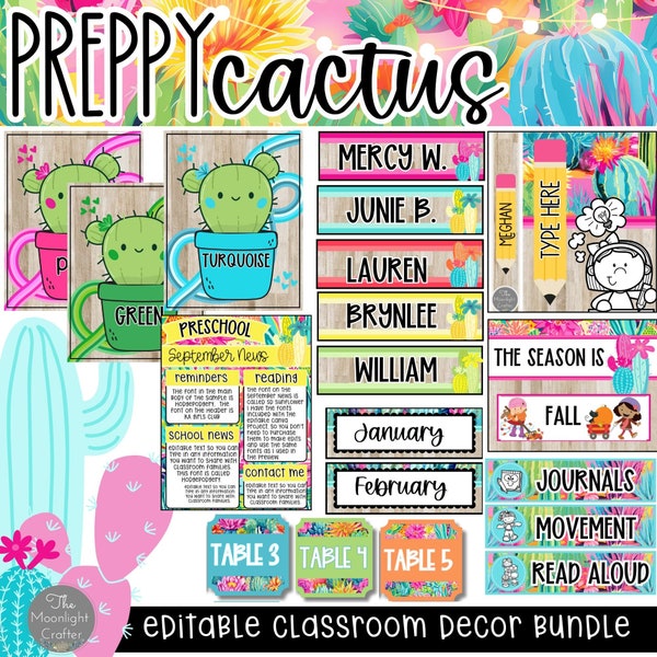 Cactus Classroom Decor - Etsy