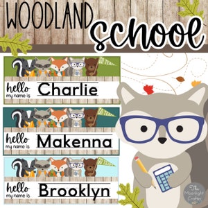 Woodland School Name Labels/ Desk Plates EDITABLE - Etsy
