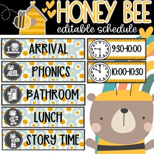 Boho Honey Bees EDITABLE Picture Schedule With Time Cards - Etsy
