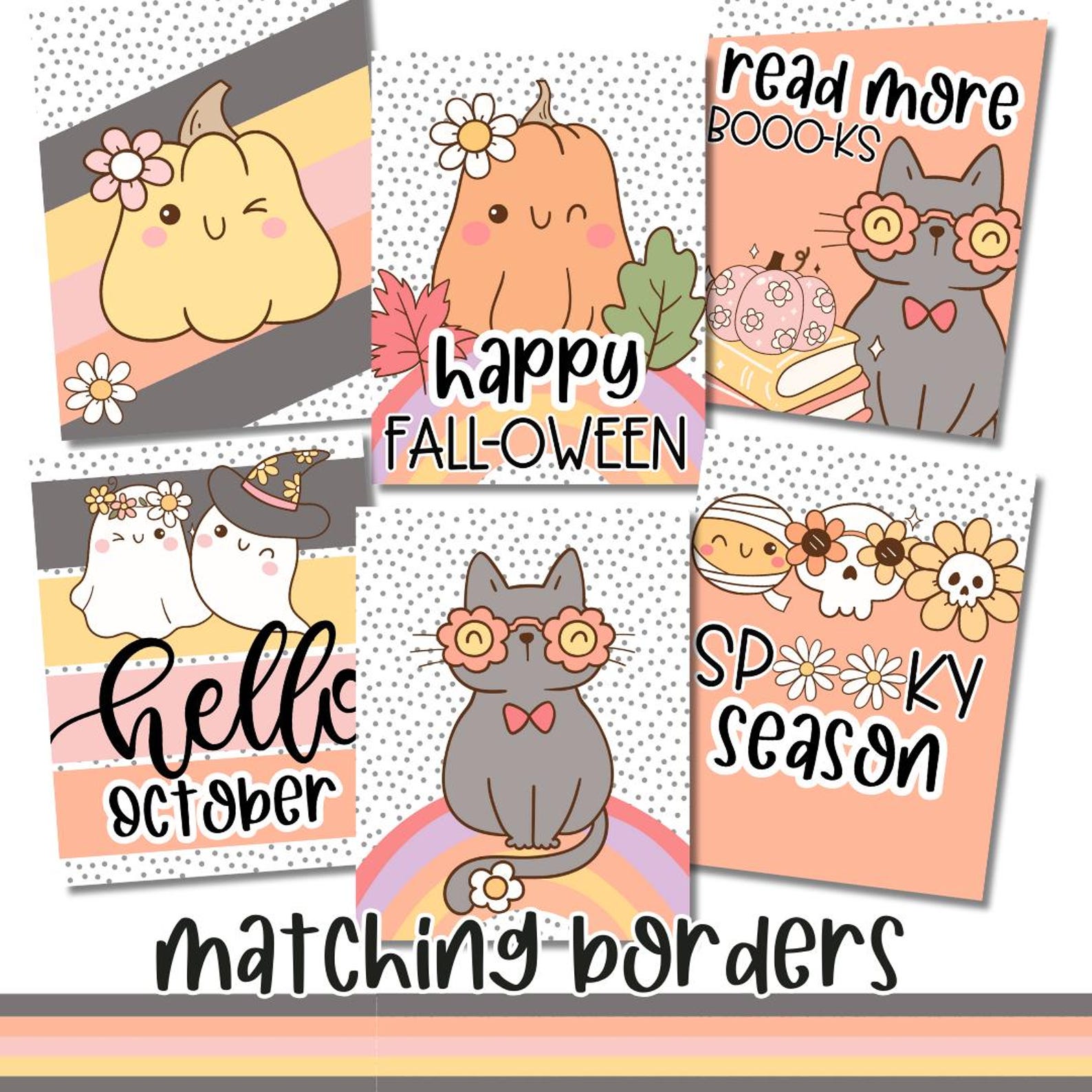 Reading Halloween Posters October Fall Bulletin Board Kit Autumn Groovy ...