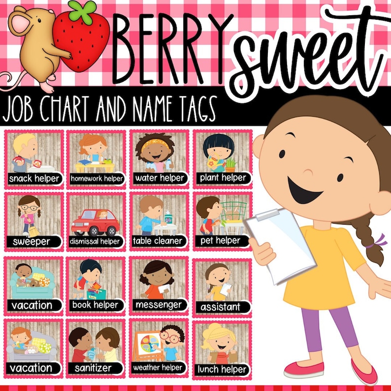 Classroom Helpers | Classroom Job Chart | Berry Sweet Theme EDITABLE - Etsy