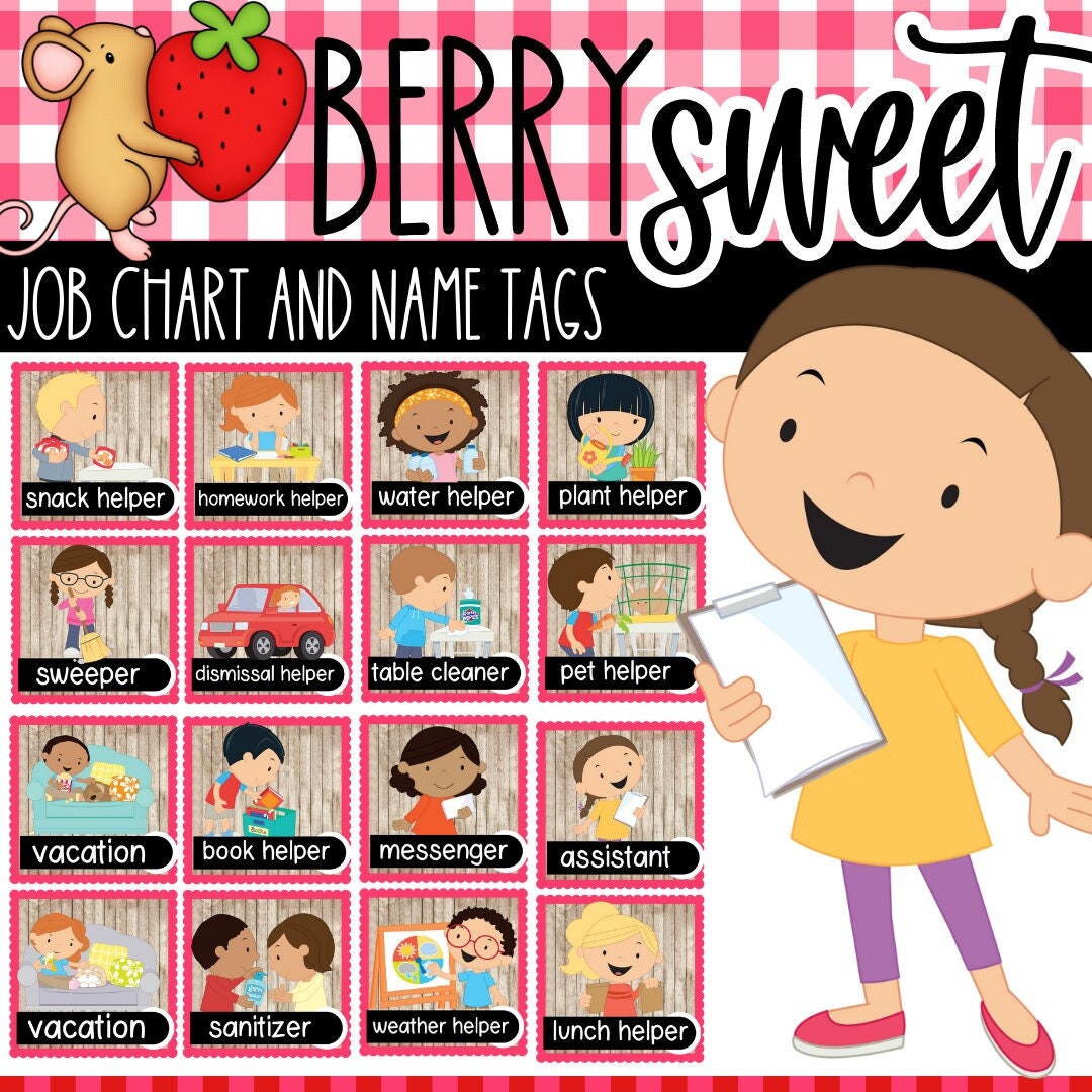 Classroom Helpers | Classroom Job Chart | Berry Sweet Theme EDITABLE - Etsy