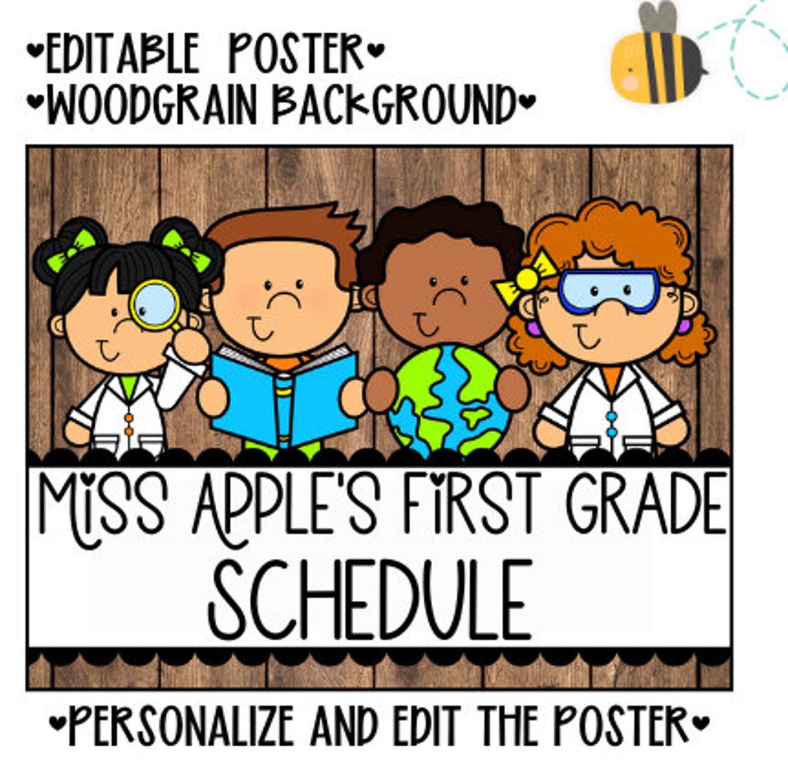 Boho Honey Bees EDITABLE Picture Schedule With Time Cards - Etsy