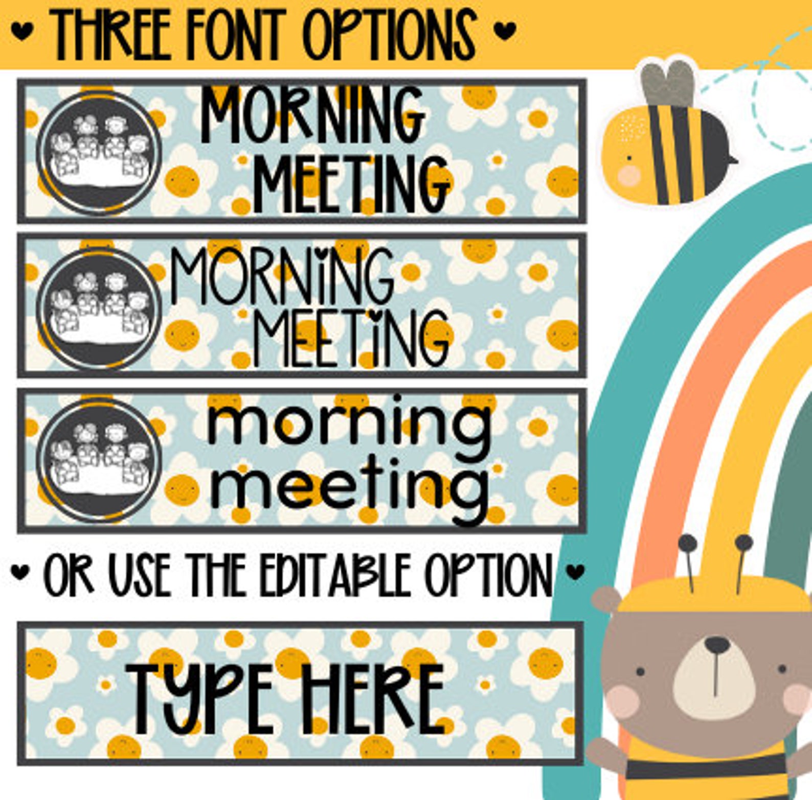 Boho Honey Bees EDITABLE Picture Schedule With Time Cards - Etsy