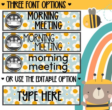 Boho Honey Bees EDITABLE Picture Schedule With Time Cards - Etsy