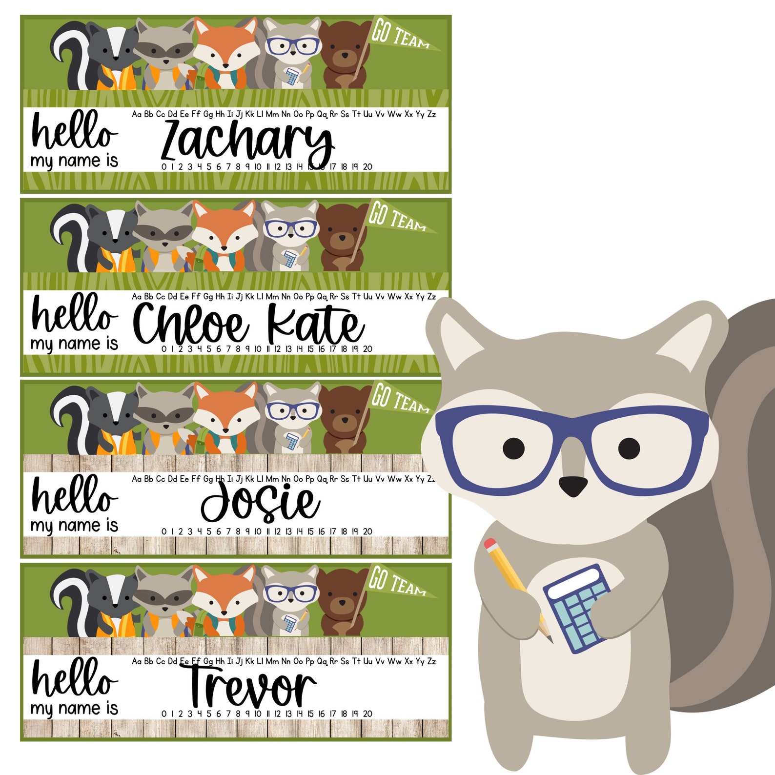 Woodland School Name Labels/ Desk Plates EDITABLE - Etsy